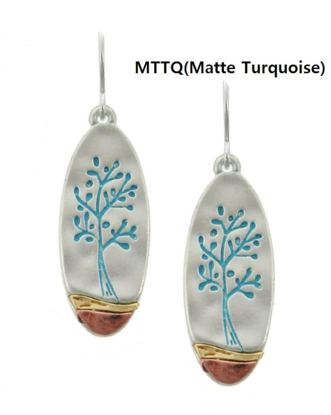 Turquoise Tree of Life Jewelry Oval Tree of Life Earrings Folk Art ...