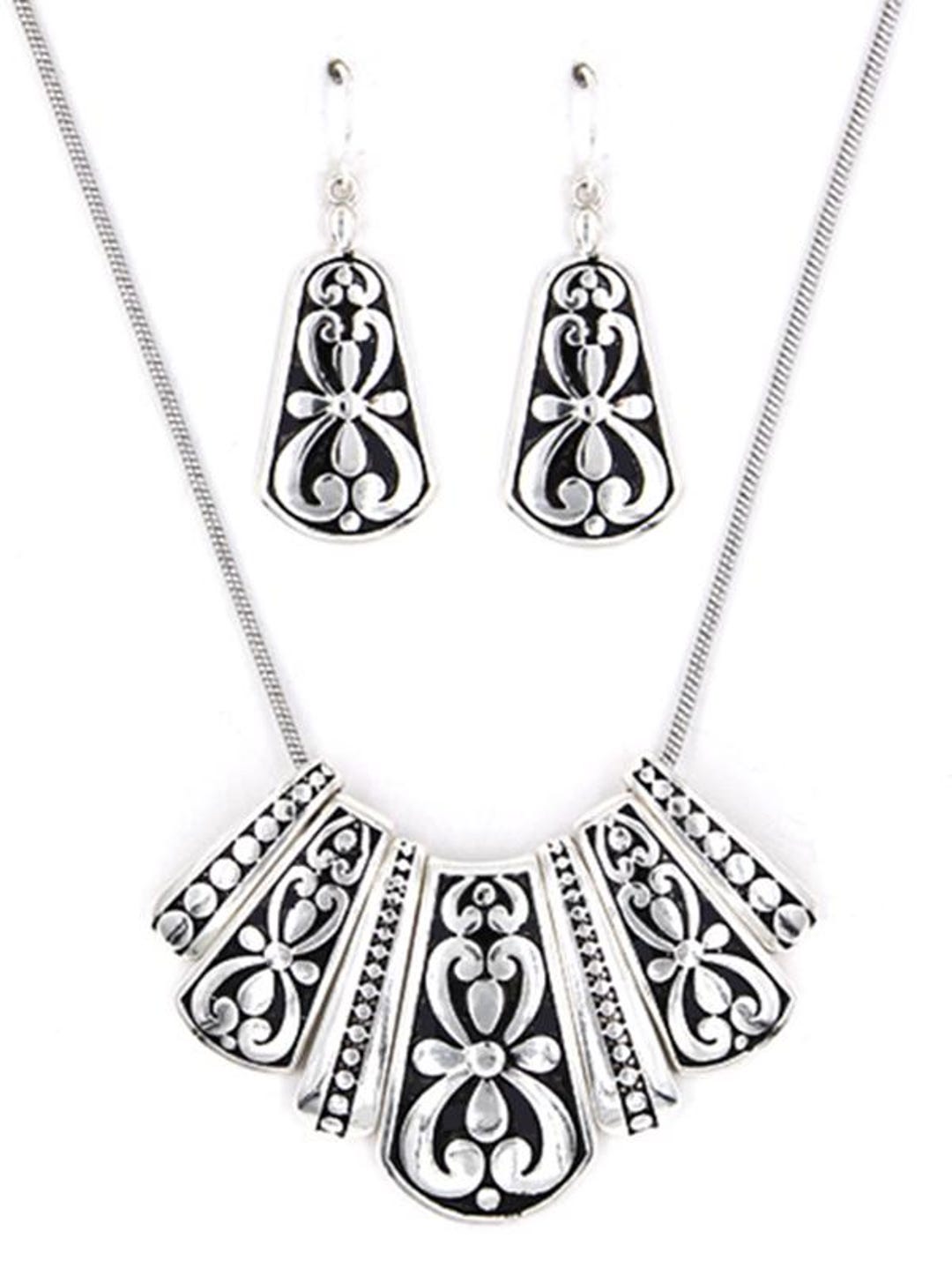 Brighton**style Inspired Etched Multi Bar Necklace Earring Set Antique ...
