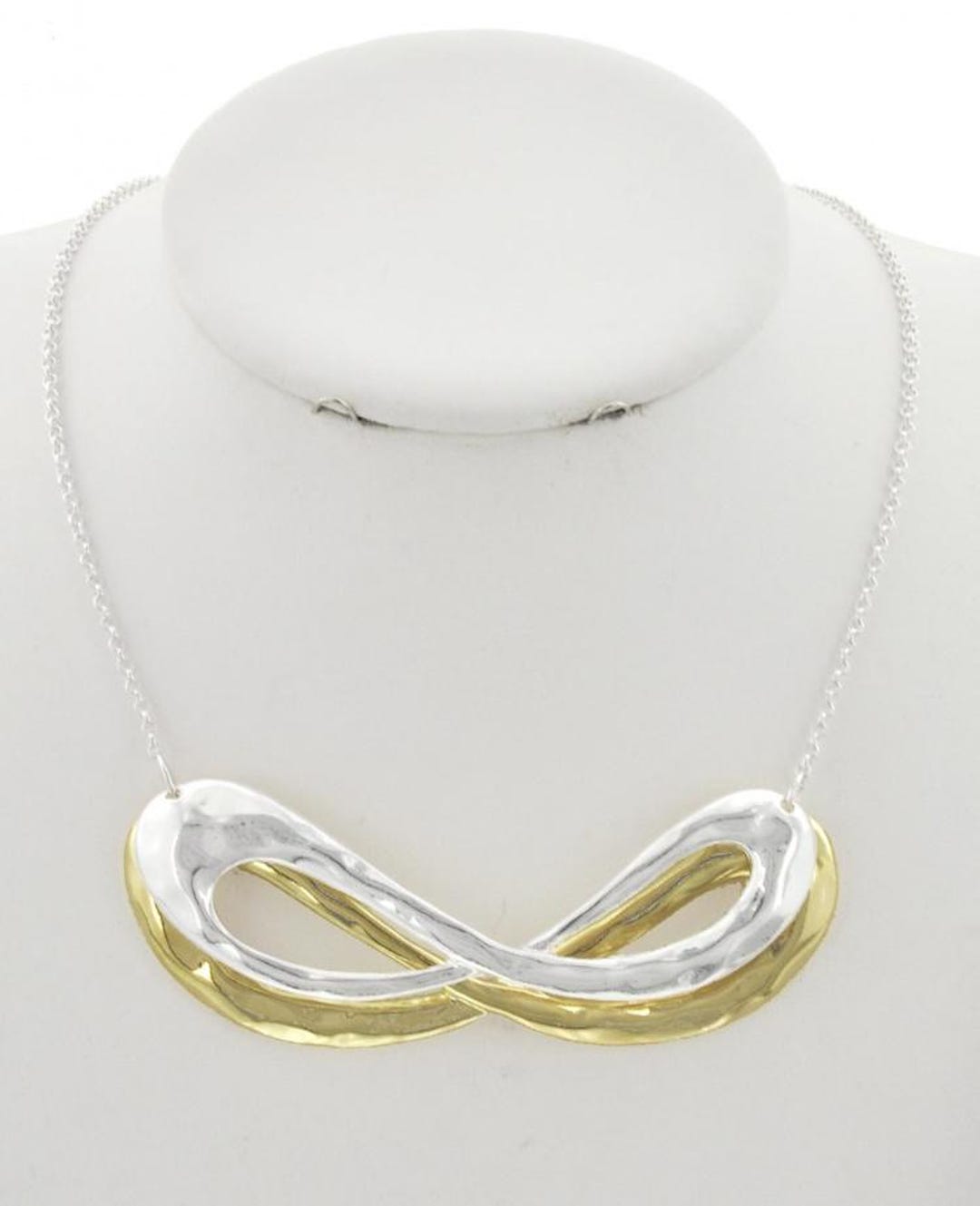 Two-tone Infinity Pendant Necklace, Minimalist Metal Anniversary Gift ...