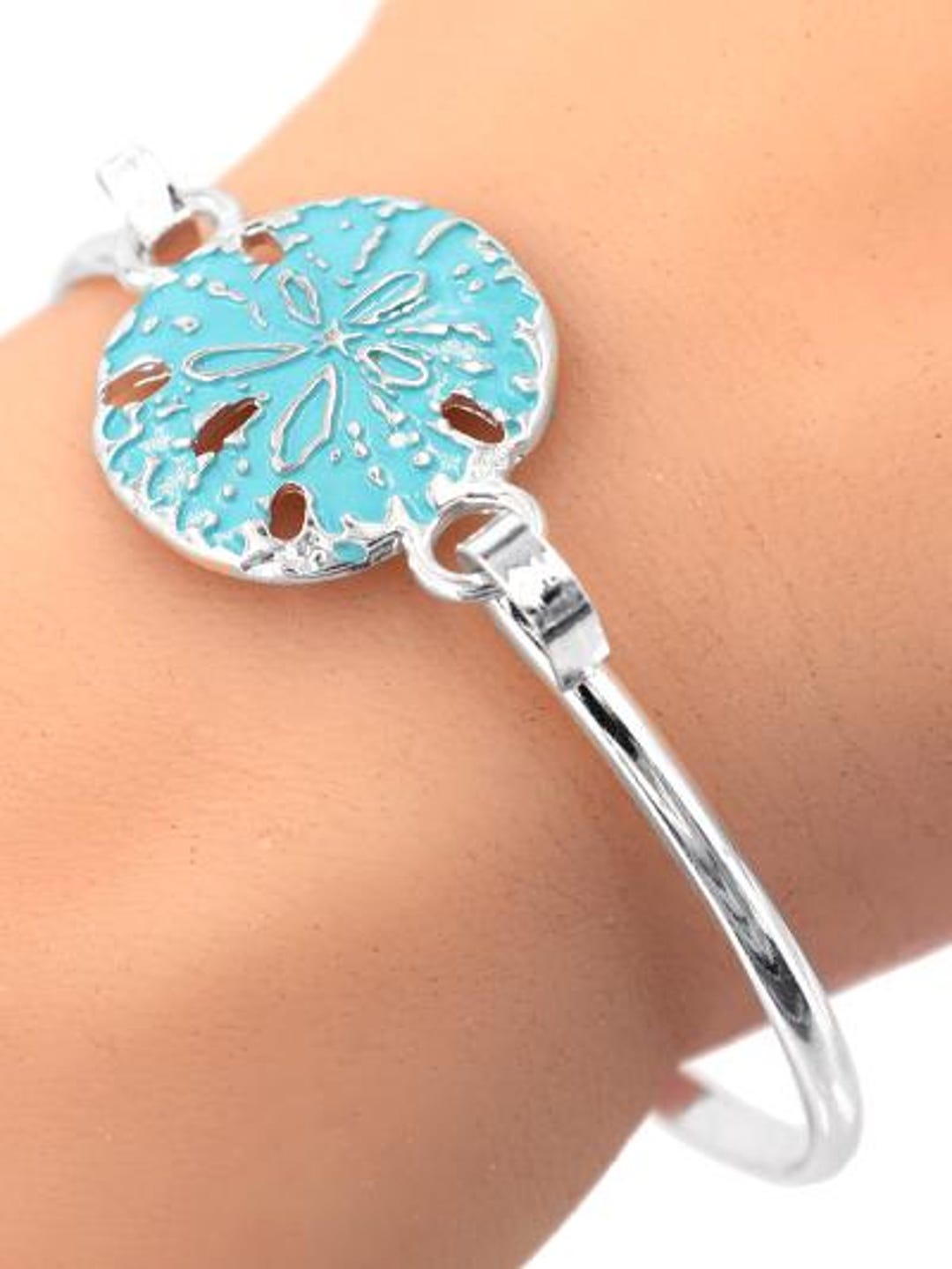Blue Ocean Inspired Sand Dollar Bangle Ocean Lover Brass Gift for Her ...
