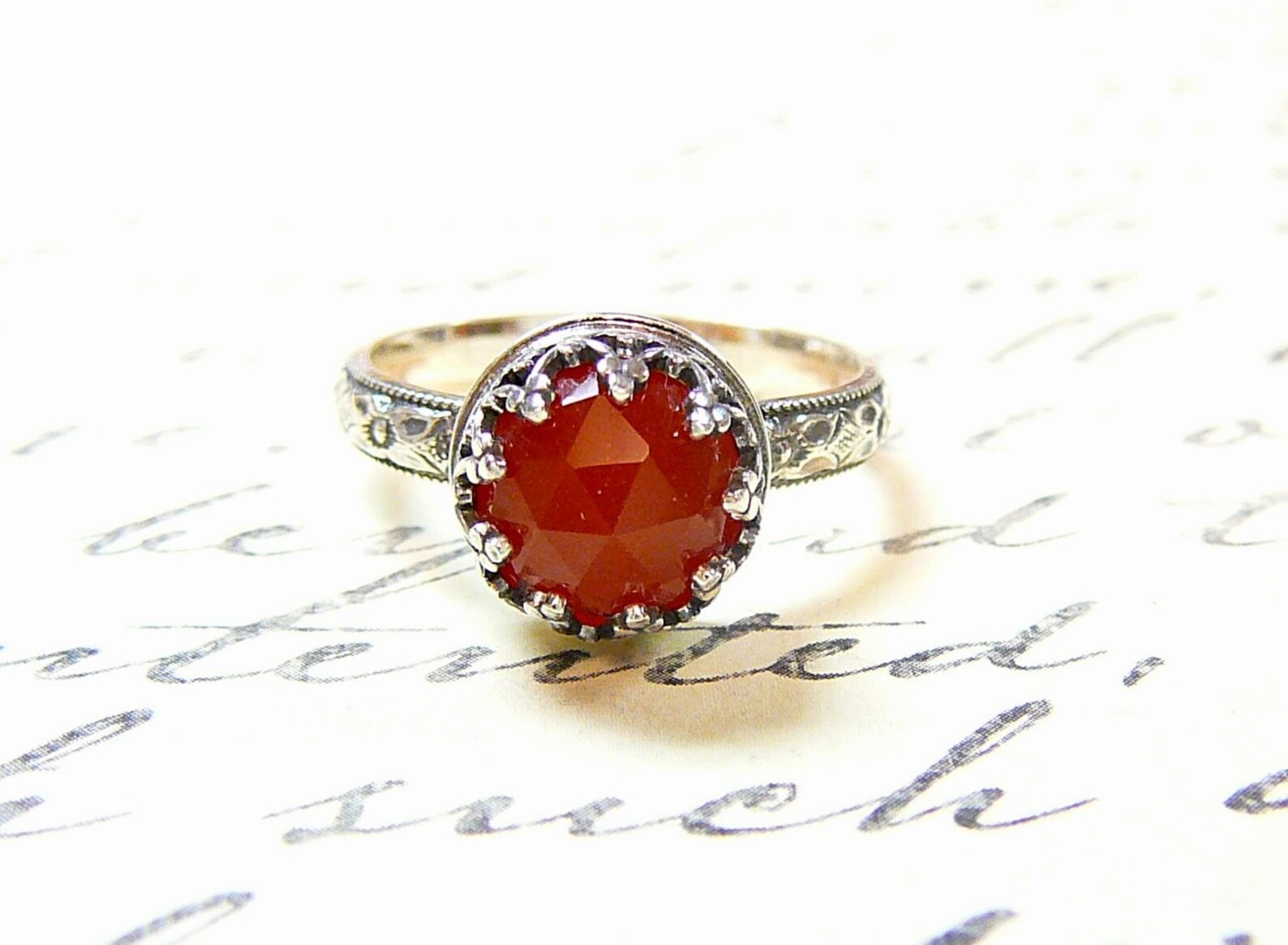 Roxy Ring Beautiful Gothic Vintage Sterling Silver Floral | Etsy