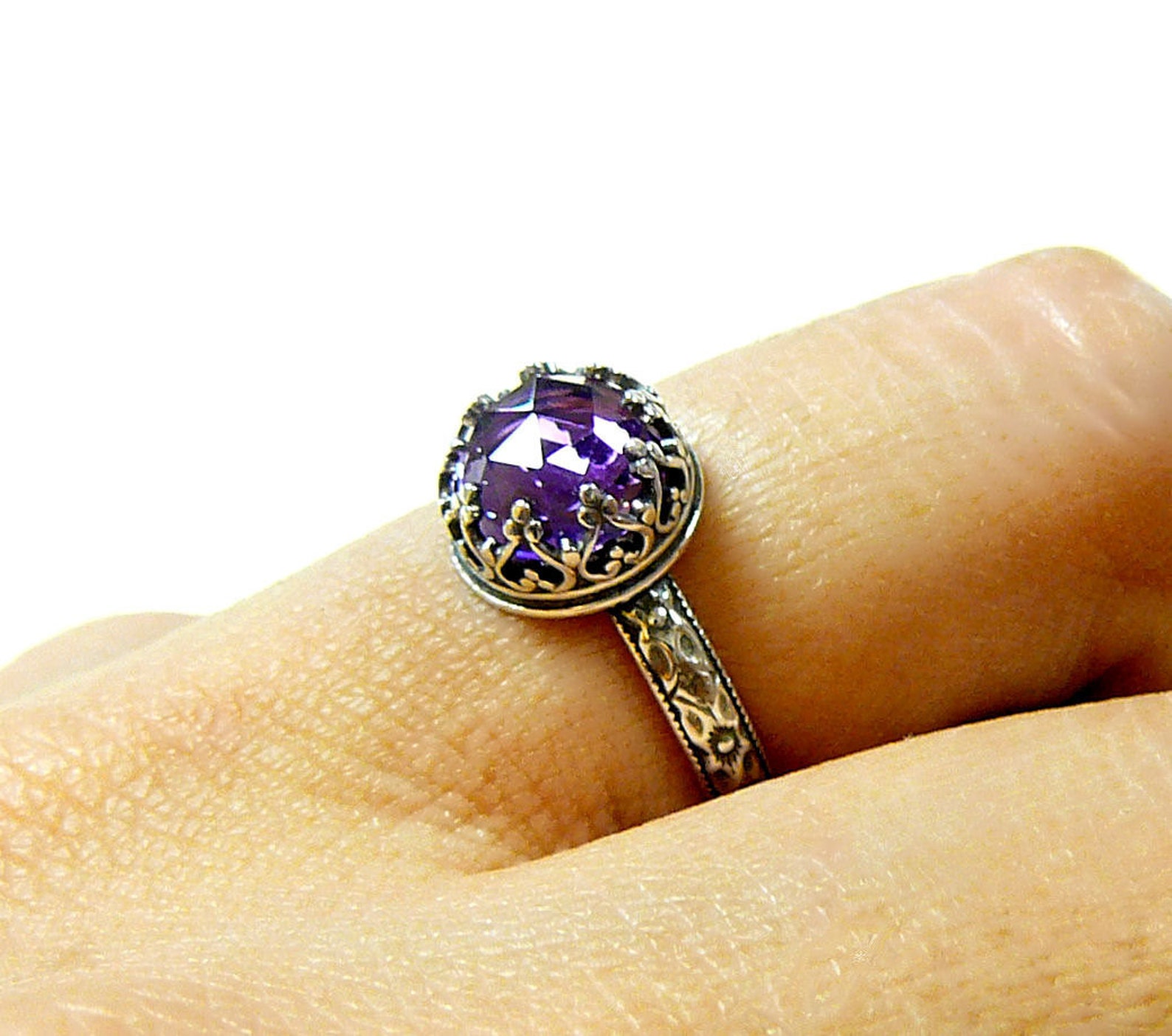 Roxy Ring Beautiful Gothic Vintage Sterling Silver Floral - Etsy