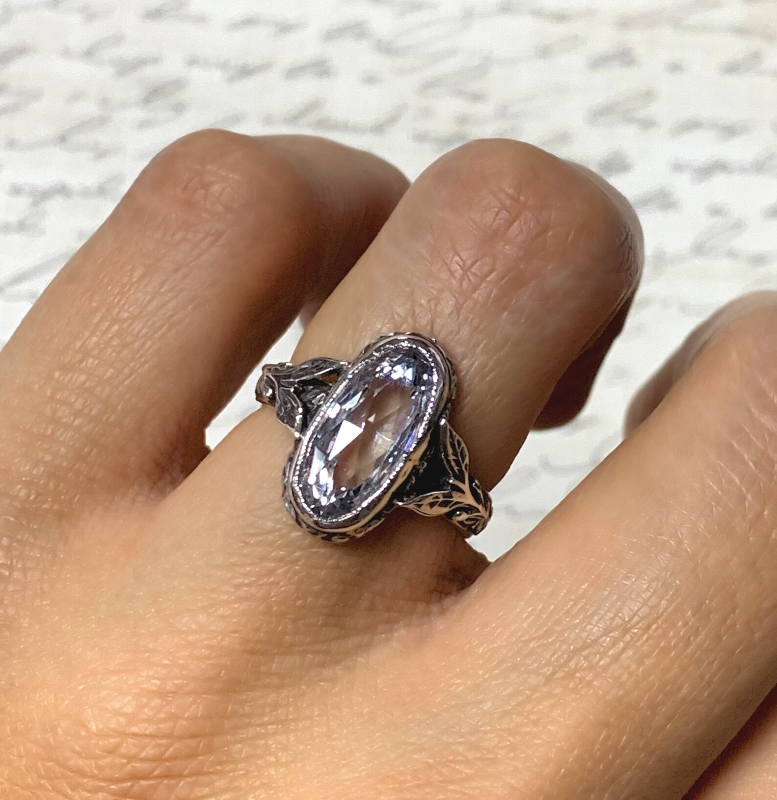 Liliana Oval Ring Beautiful Gothic Vintage Sterling Silver Floral Band ...