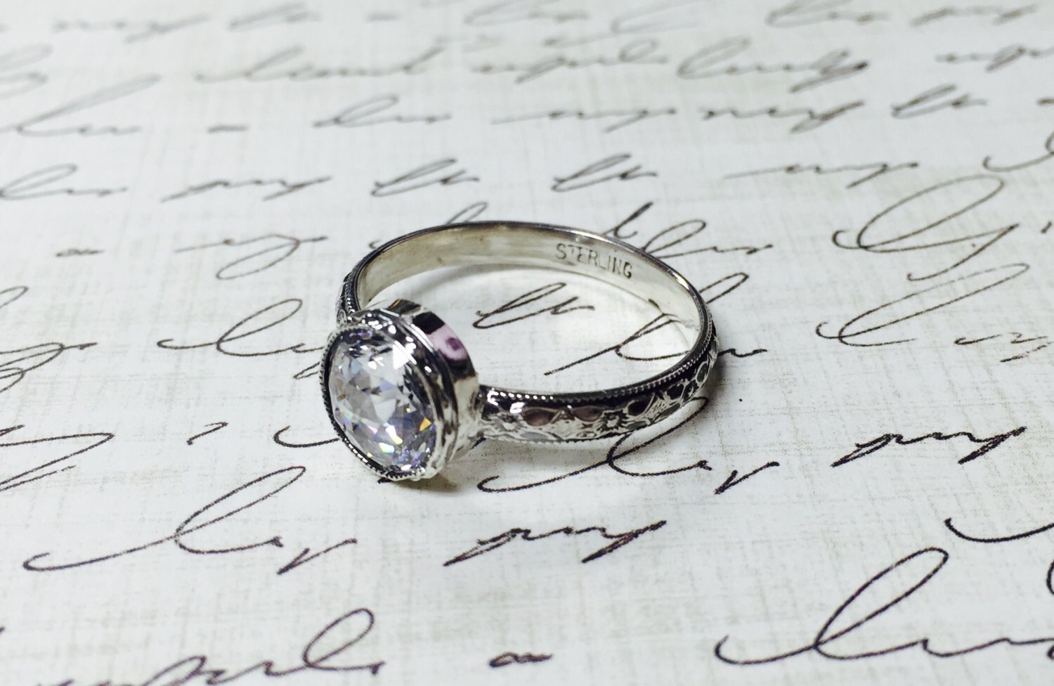 Sybella Ring Vintage Inspired Sterling Silver Ring With | Etsy