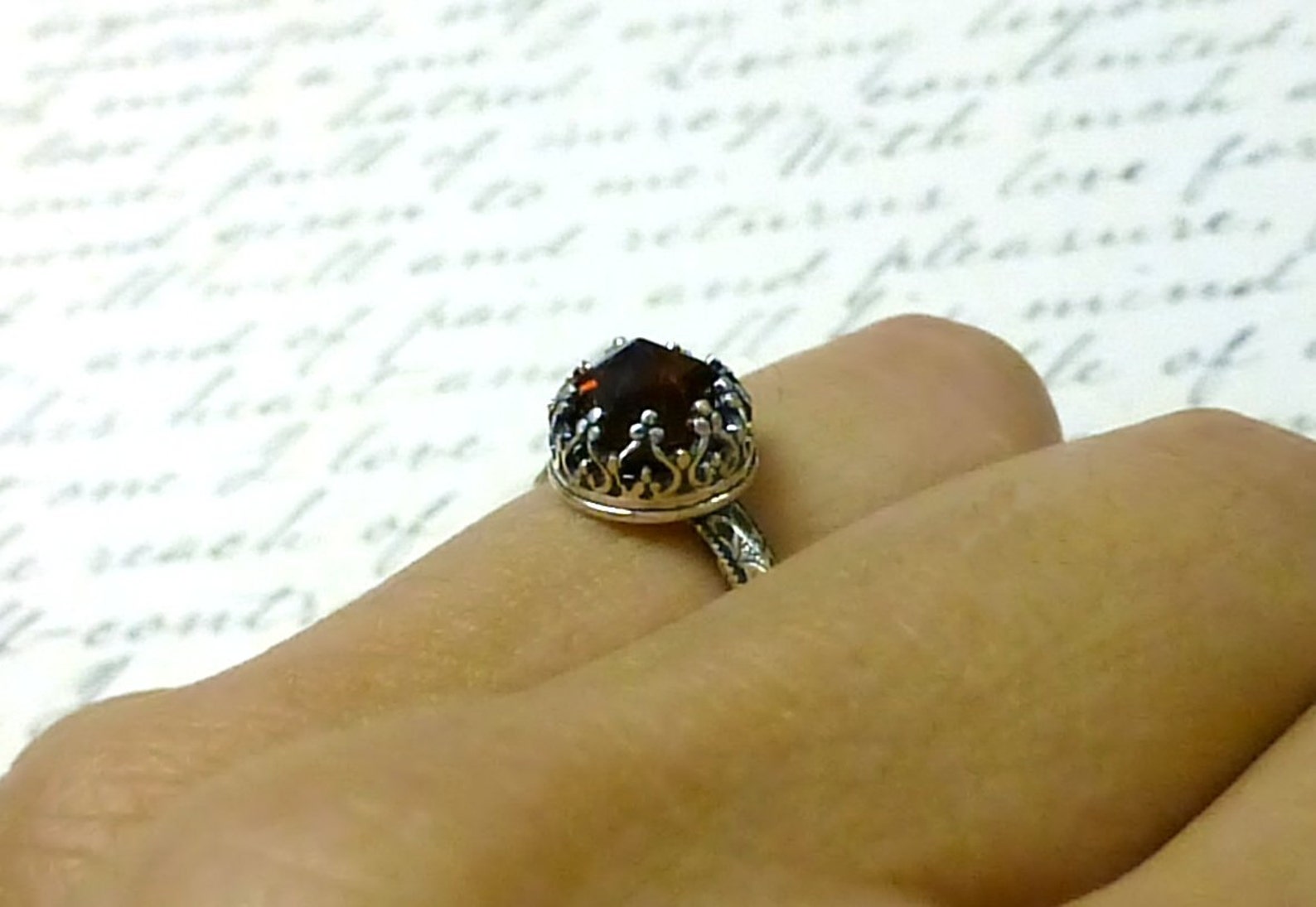 Roxy Ring Beautiful Gothic Vintage Sterling Silver Ring With | Etsy