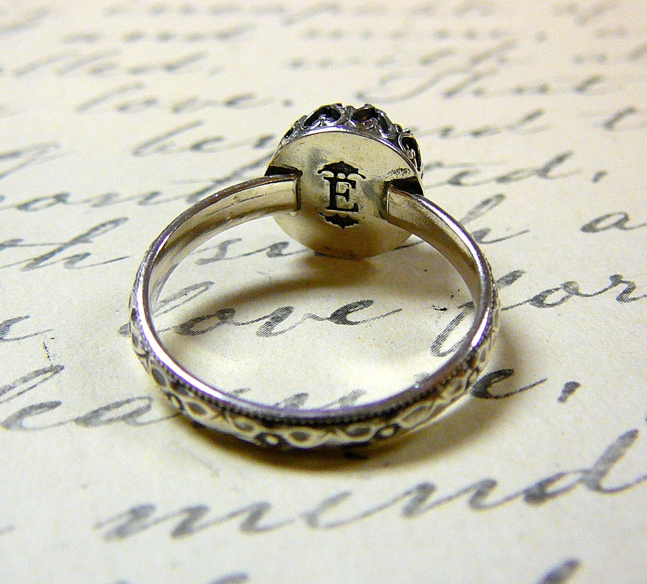 Cassie Ring Gothic Sterling Silver Ring With Heart Bezel and - Etsy