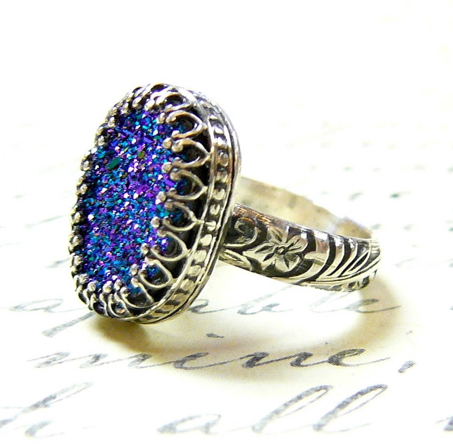 Cassandra Ring Gothic Sterling Silver Ring With Large Oval - Etsy