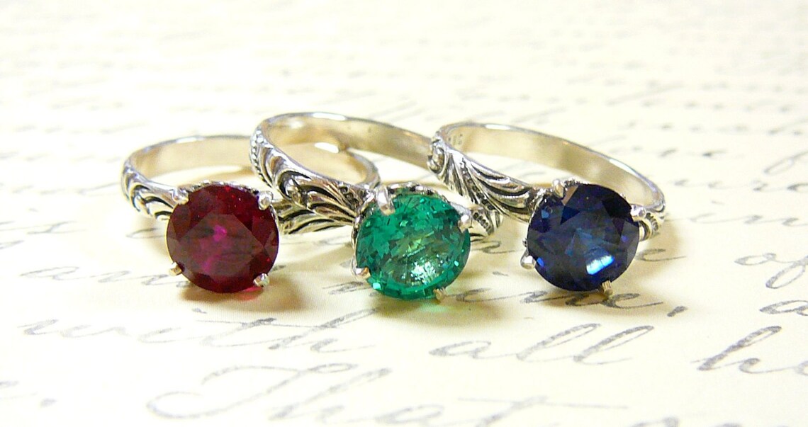 Helena Ring Vintage Inspired Engagement Sterling Silver Lab - Etsy