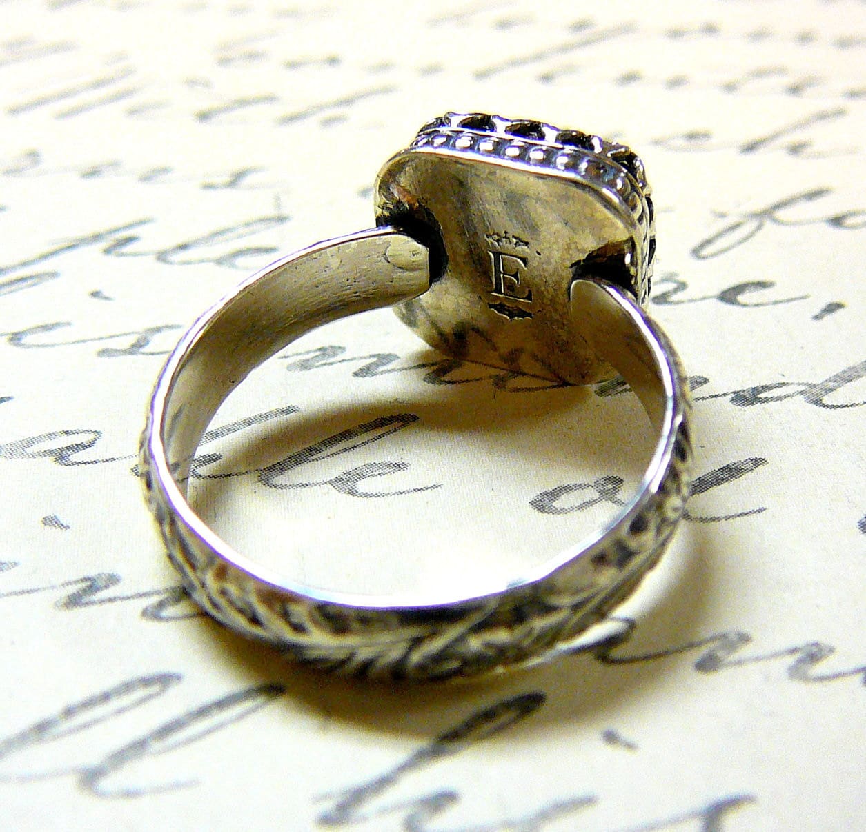 Ana Ring Vintage Sterling Silver Floral Band Crystal Ring | Etsy