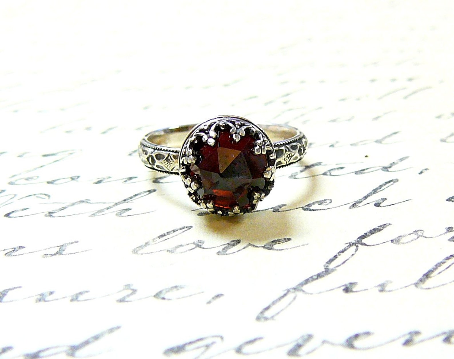 Roxy Ring Beautiful Gothic Vintage Sterling Silver Ring With | Etsy