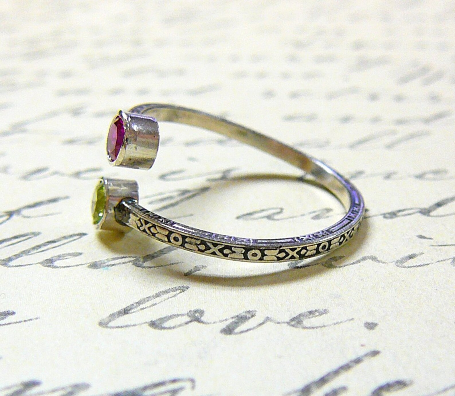 Sterling Silver Hugs and Kisses Pattern Birthstone Ring for - Etsy