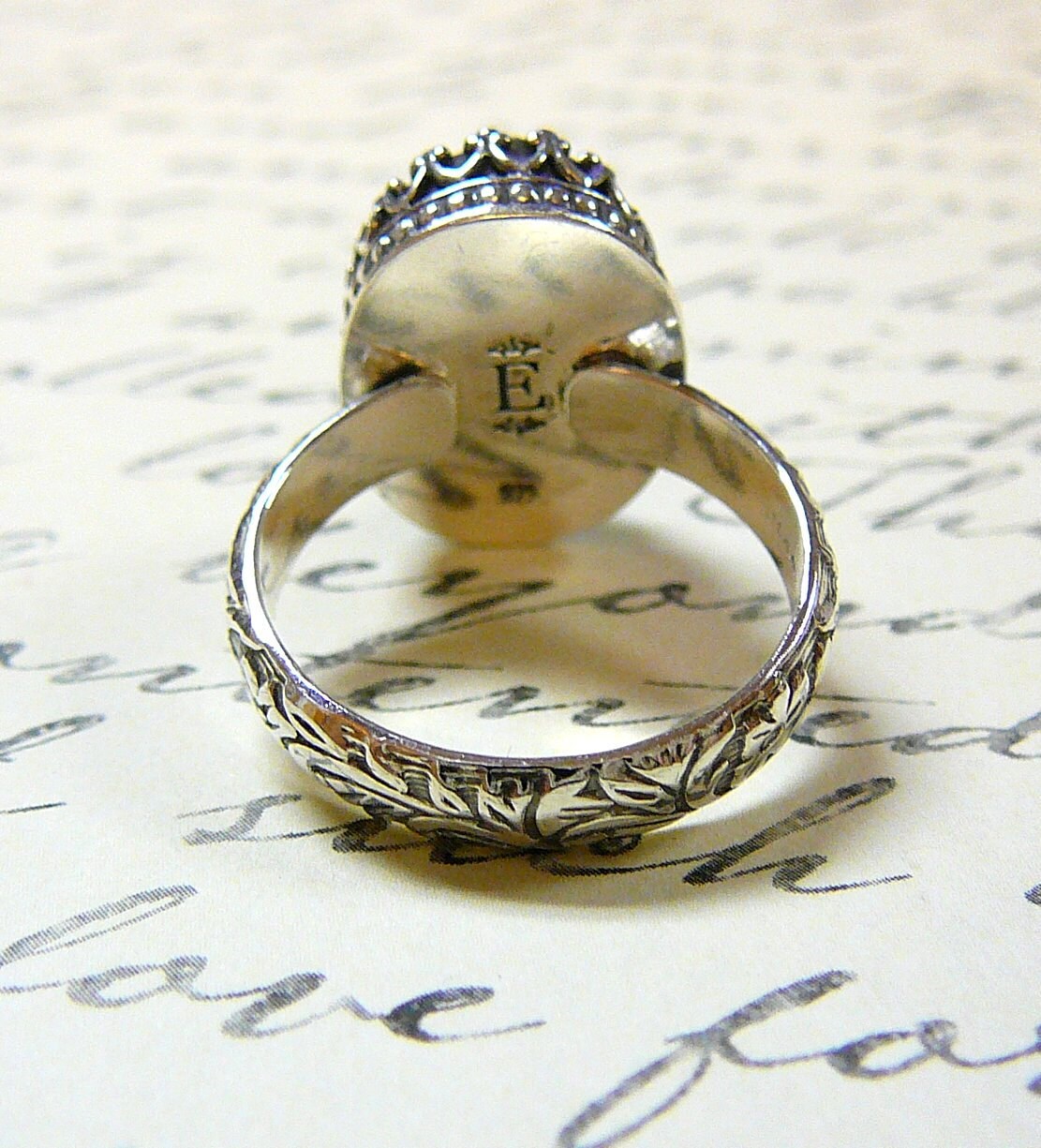 Cassandra Ring Gothic Sterling Silver Ring With Large Oval - Etsy