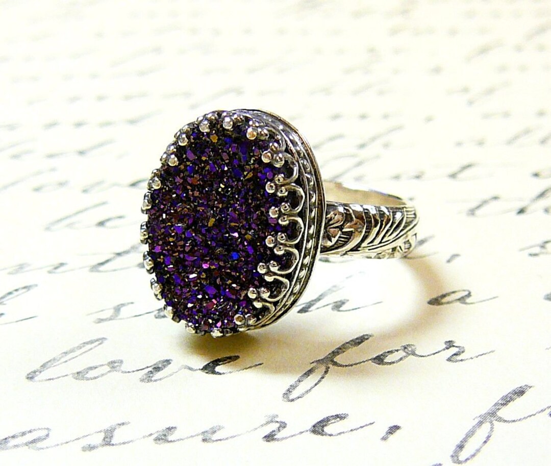 Cassandra Ring Gothic Sterling Silver Ring With Large Oval Titanium ...