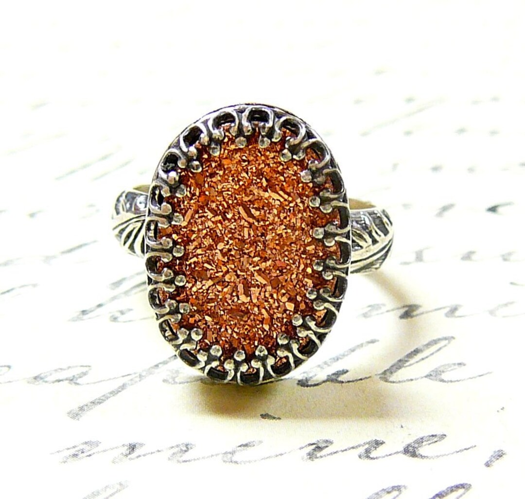 Cassandra Ring - Gothic Sterling Silver Ring With Large Oval Titanium ...