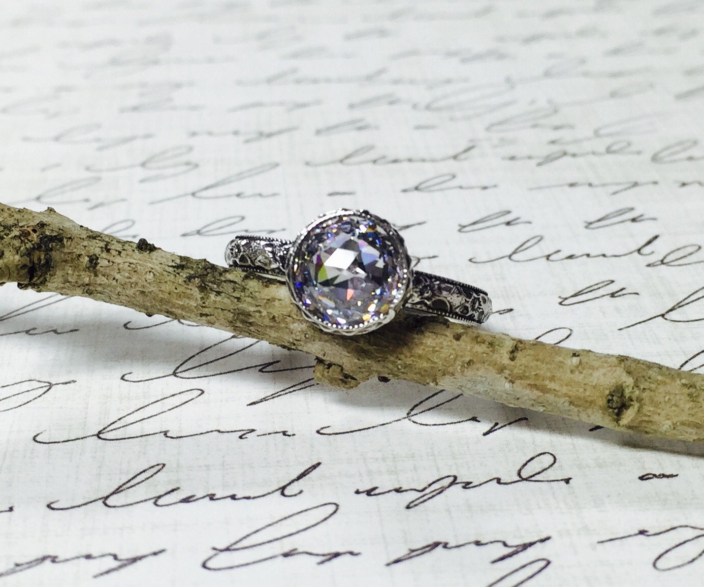 Sybella Ring Vintage Inspired Sterling Silver Ring With | Etsy