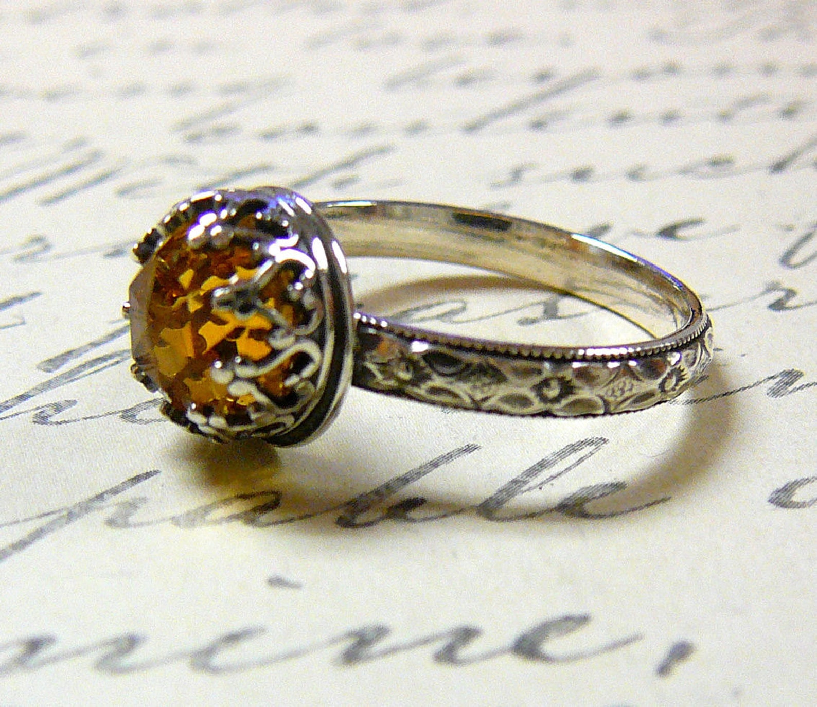 Roxy Ring Beautiful Gothic Vintage Sterling Silver Floral | Etsy