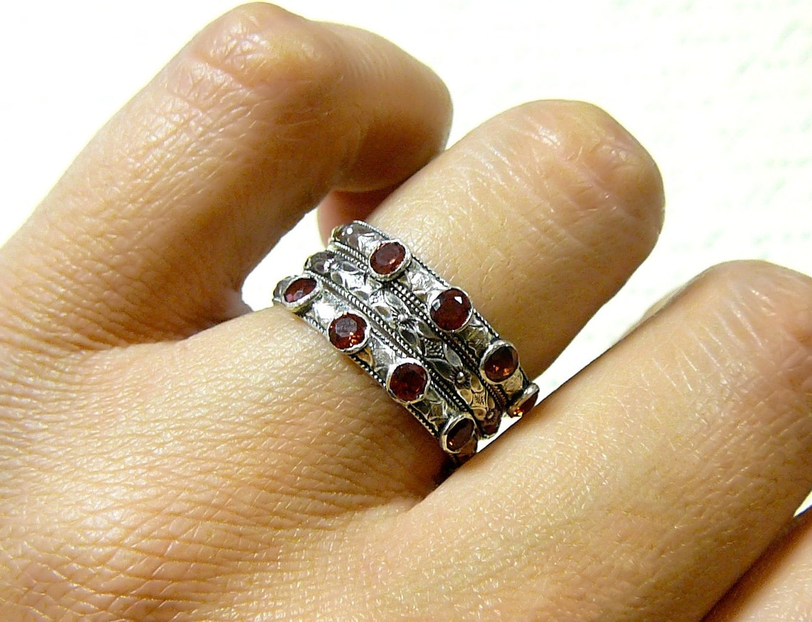Fiona Ring Vintage Sterling Silver 3 Mm Stack Band With - Etsy