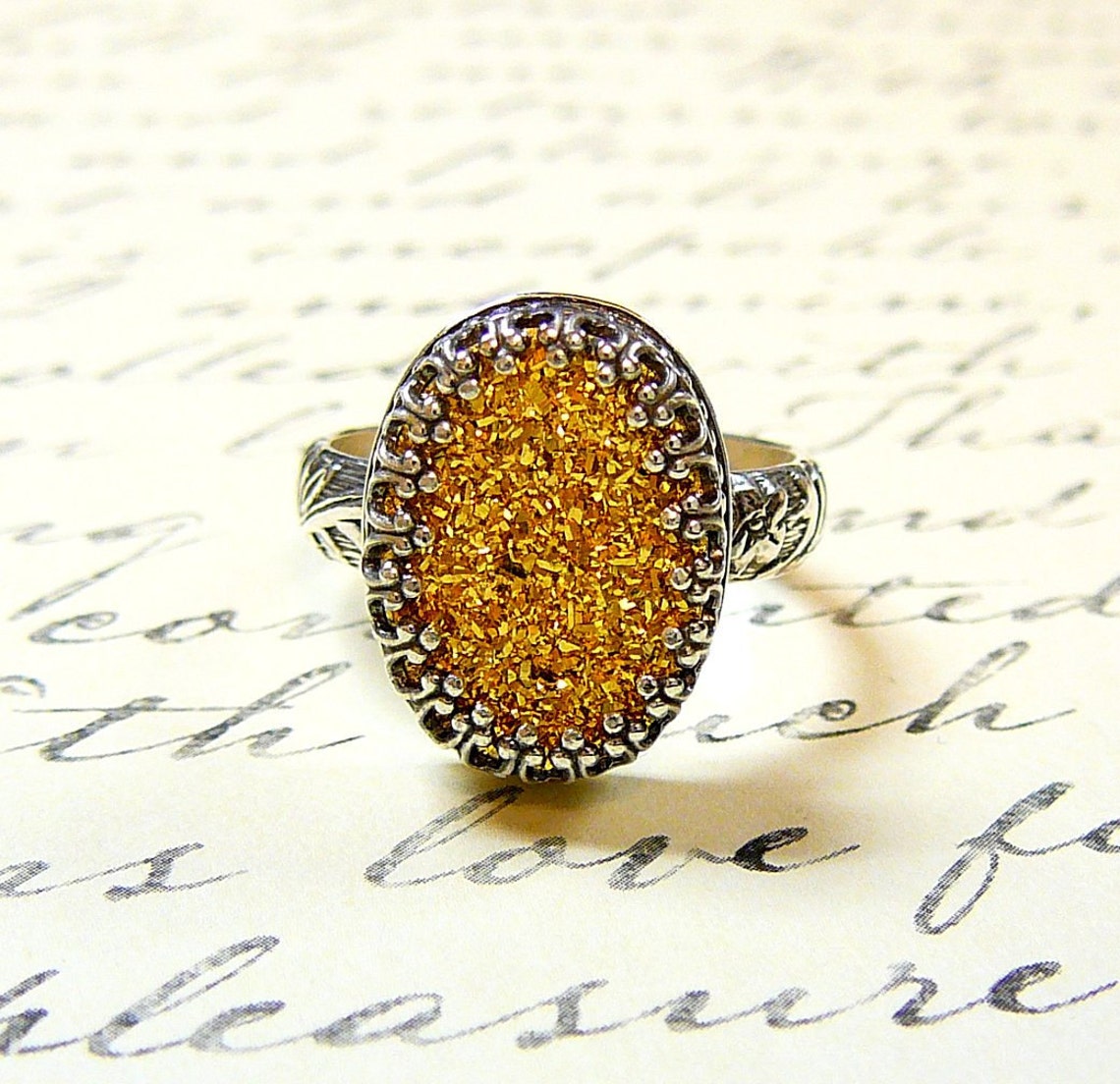 Cassandra Ring Gothic Sterling Silver Ring With Large Oval - Etsy