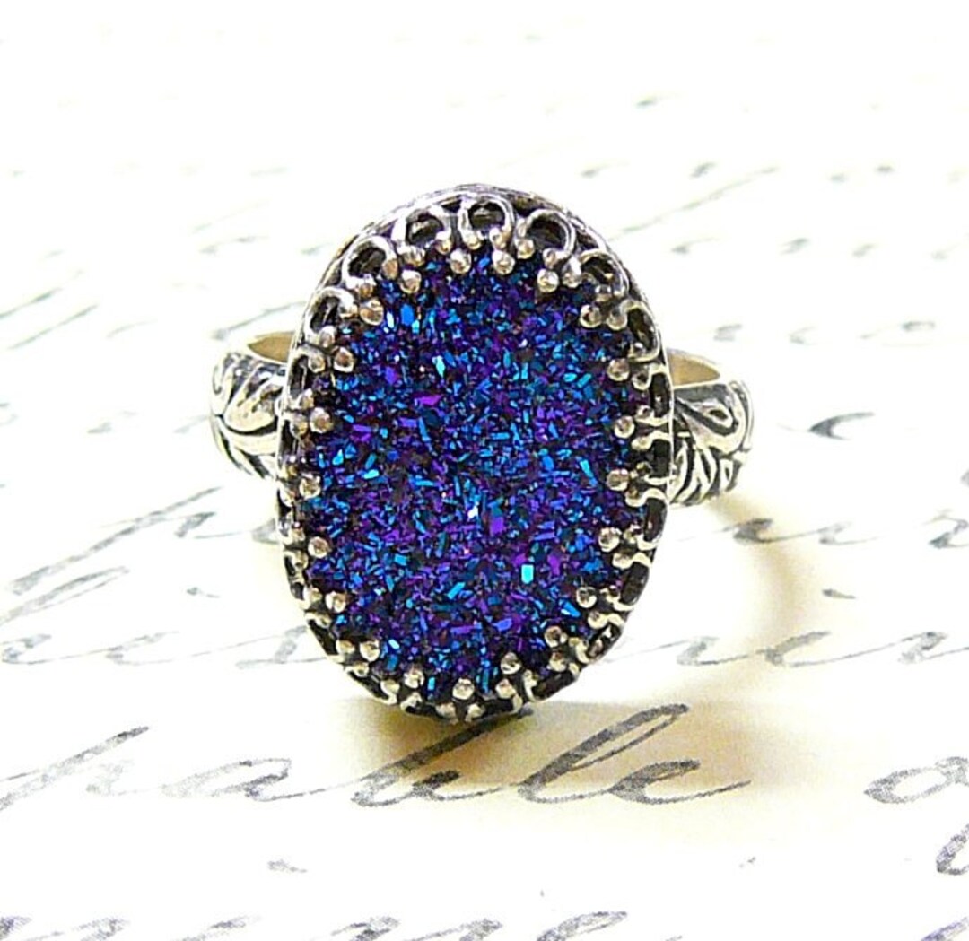 Cassandra Ring Gothic Sterling Silver Ring With Large Oval Titanium ...