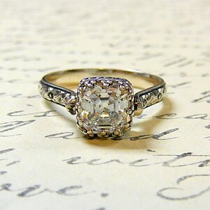 Alexis Ring Trio Vintage Engagement Sterling Silver Asscher - Etsy