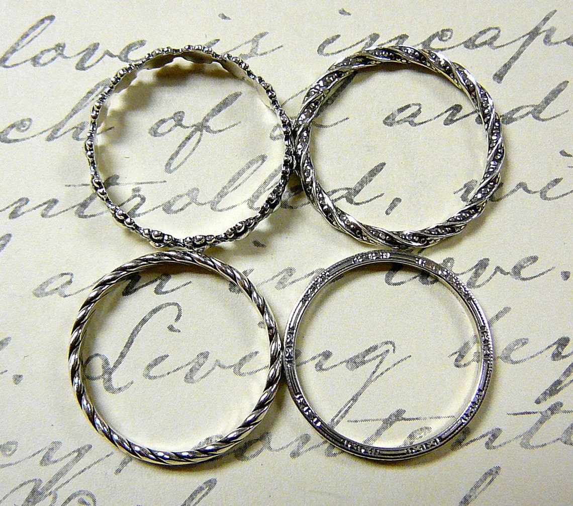 Beautiful Sterling Silver Pattern Stack Rings - Etsy