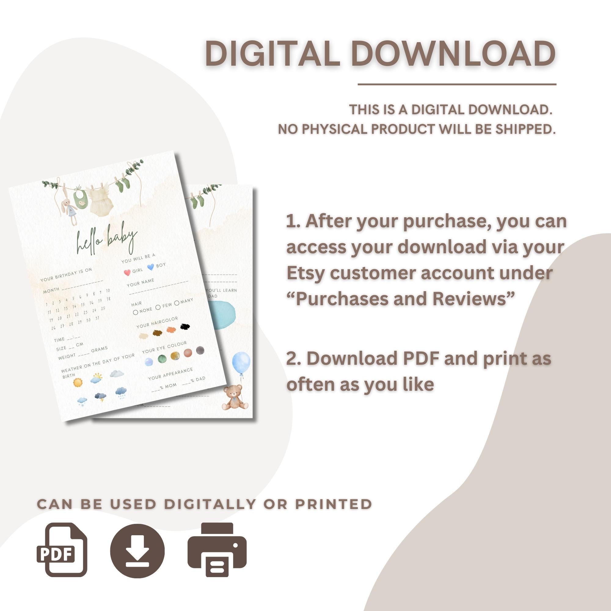 Baby Guessing Game Baby Shower Predictions and Advice Cards - Printable ...