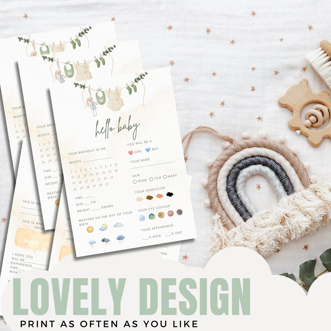 Baby Guessing Game Baby Shower Predictions and Advice Cards - Printable ...