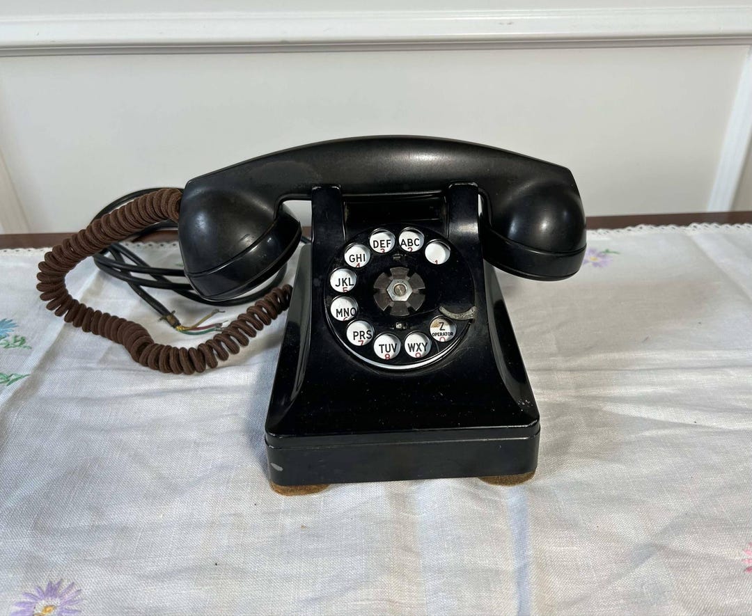 Vintage Black Rotary Desk Phone - Etsy