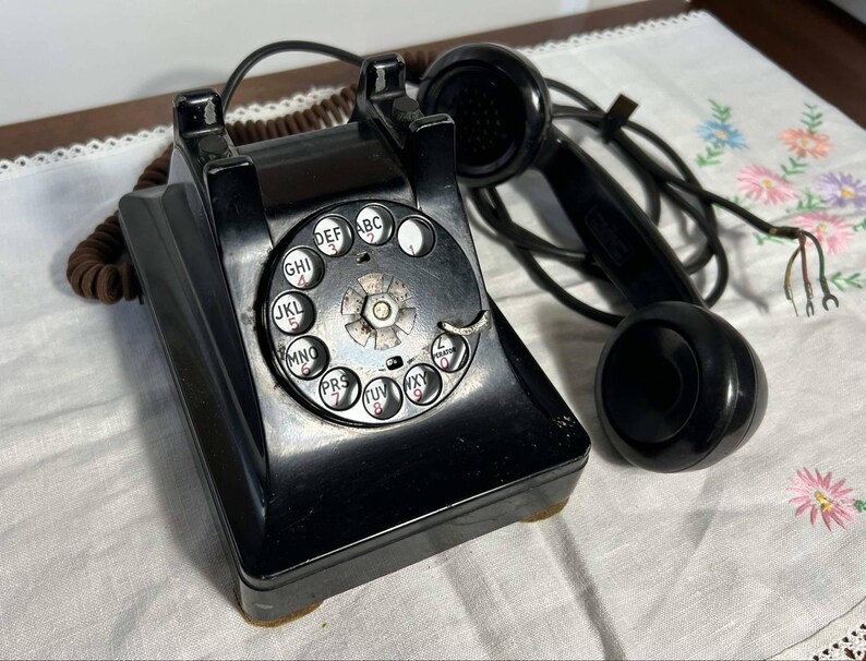Vintage Black Rotary Desk Phone - Etsy