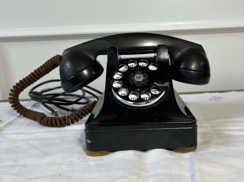 Vintage Black Rotary Desk Phone - Etsy
