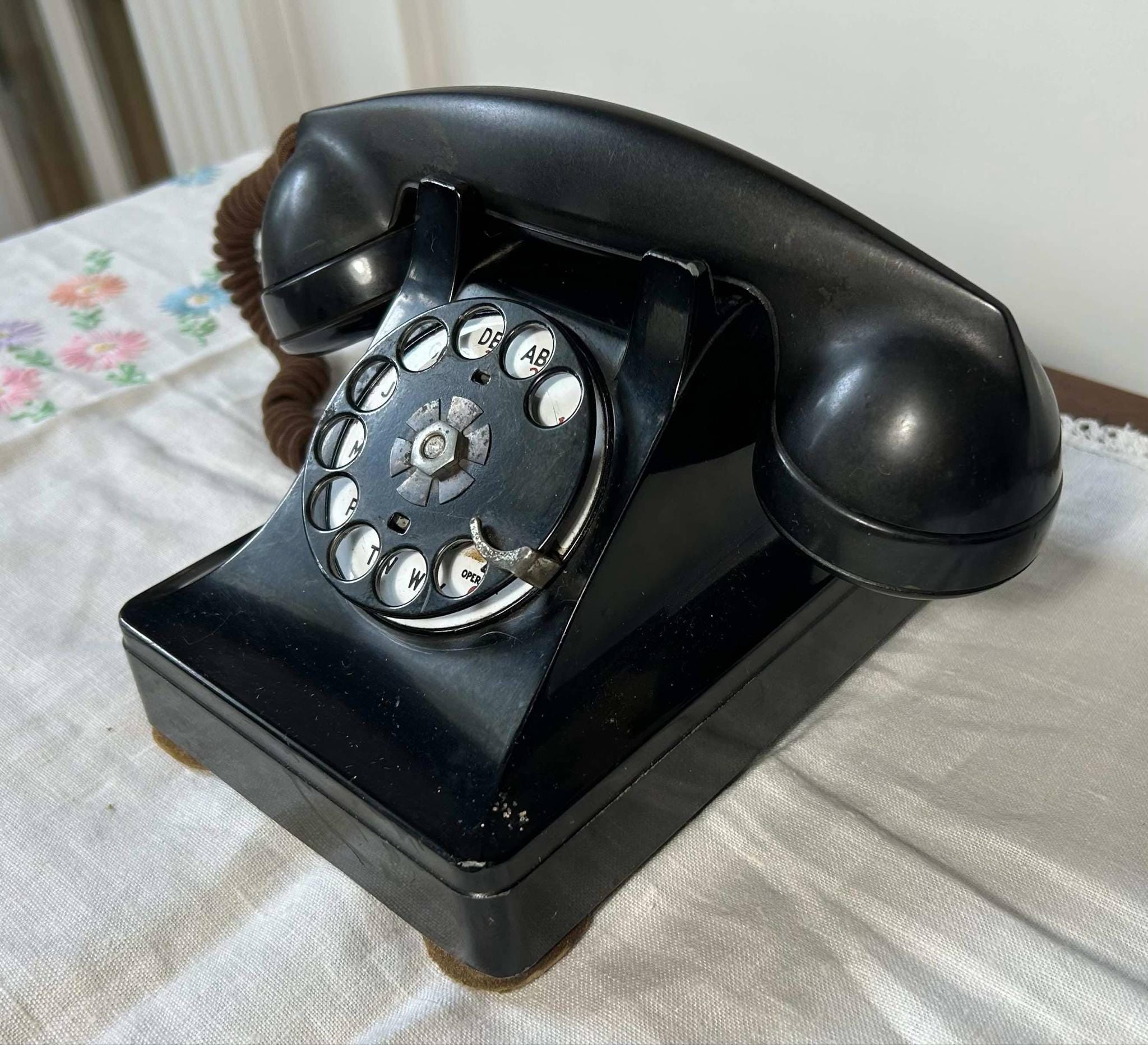 Vintage Black Rotary Desk Phone - Etsy