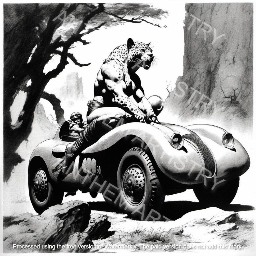 Jaguar Riding Jaguar Black and White , Digital Art for Download ...