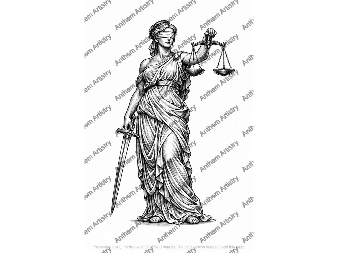 Themis Goddess of Justice Tattoo Flash 3 Designs | Greek Mythology ...