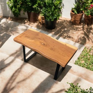 Rustic Suar Wood Bench With Butterfly Inlay – Farmhouse Entryway Decor ...