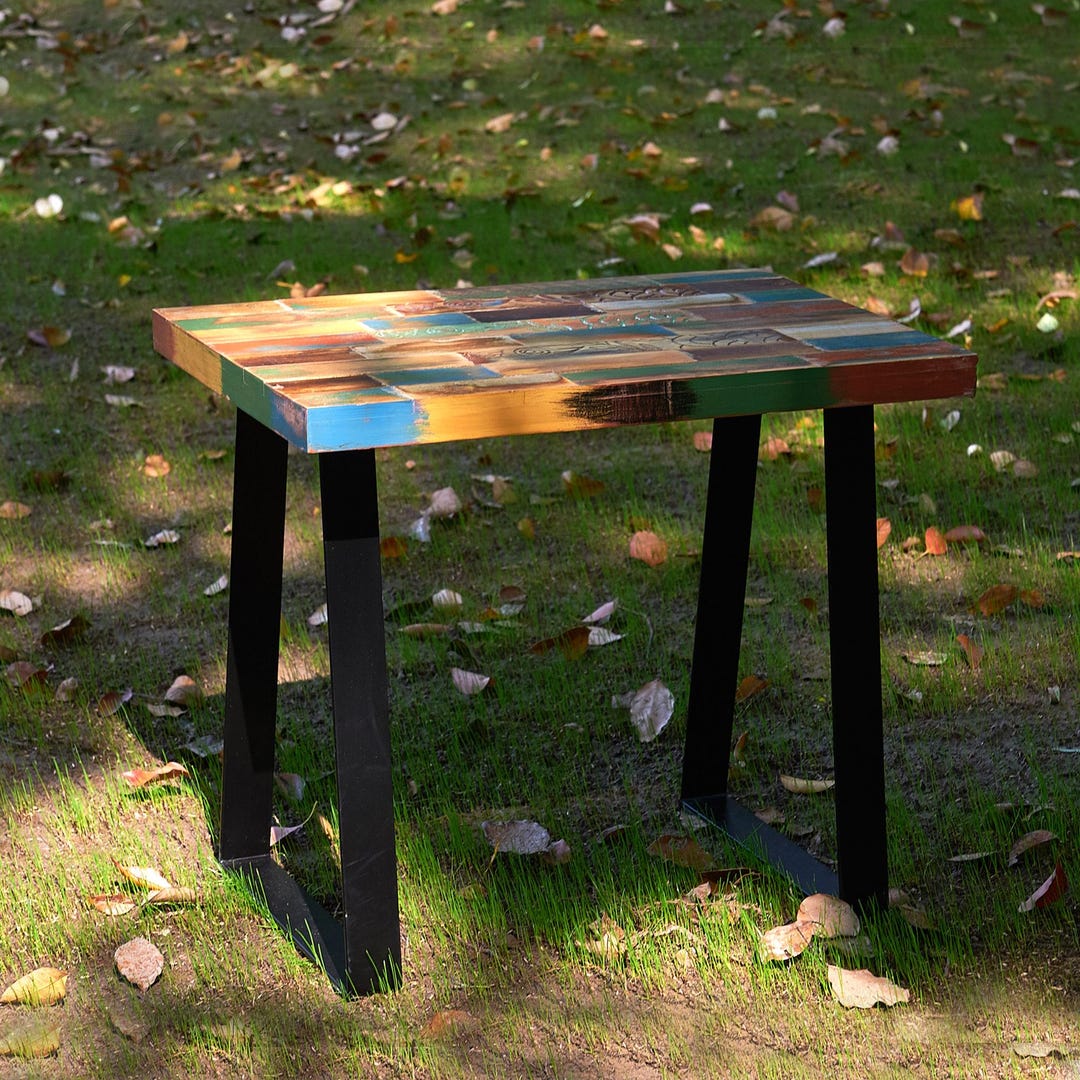 Handcrafted Reclaimed Wood Side Table: Patchwork Accent Table With ...