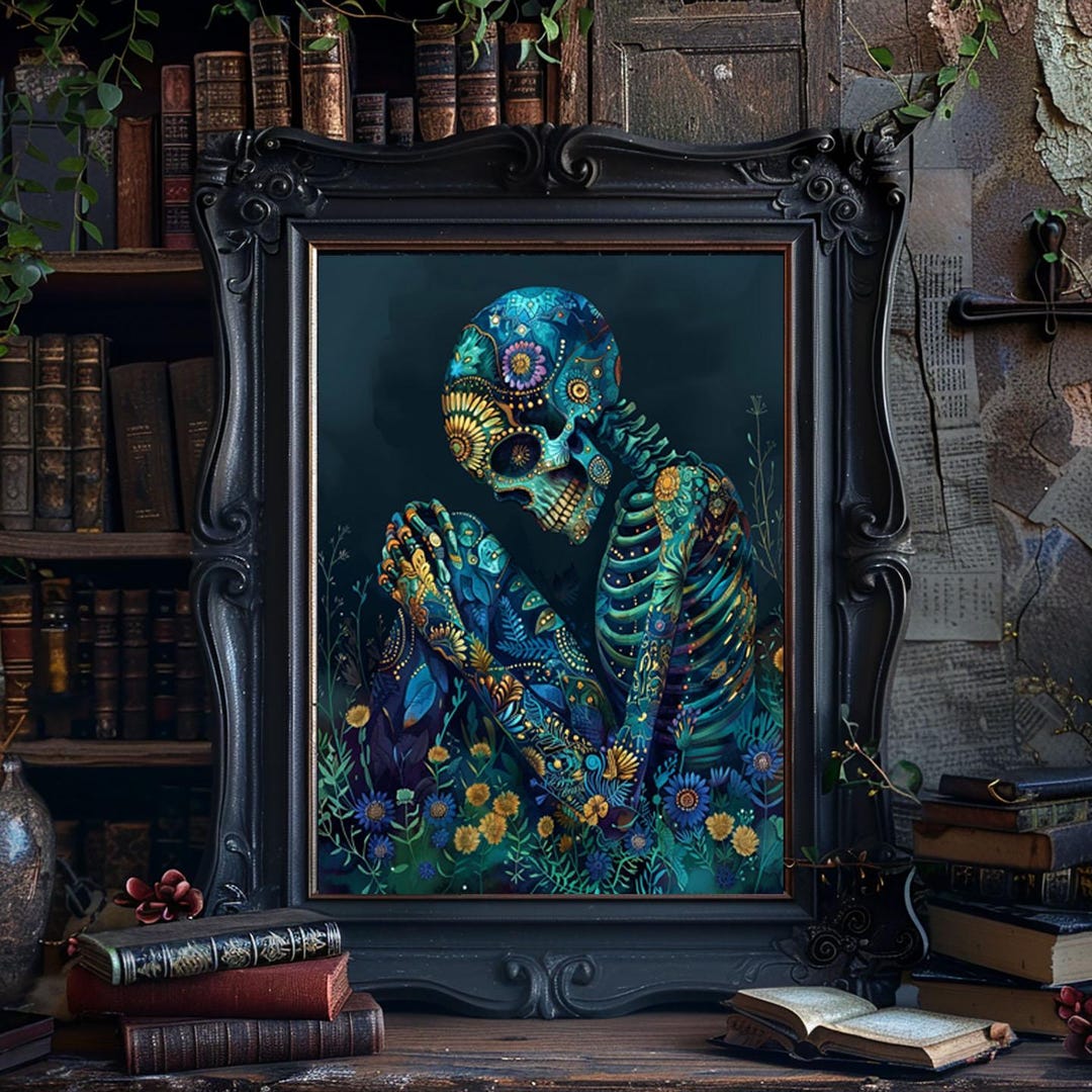 Skeleton Halloween Art, Dark Academia Pretty Art, Sad Skeleton Art ...
