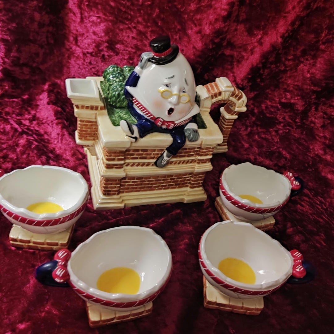 Dept 56 Humpty Dumpty Tea Set - Storybook Teapot and Egg Cups - Kitchen ...