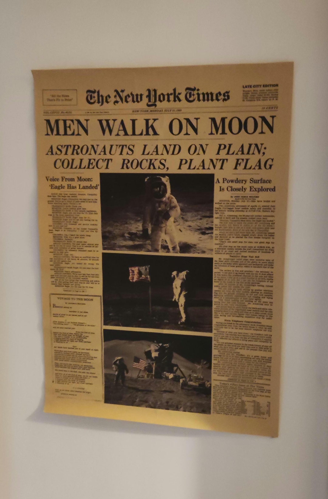 Poster - Apollo 11 Moon Landing Poster - Historical News - Wall Art ...