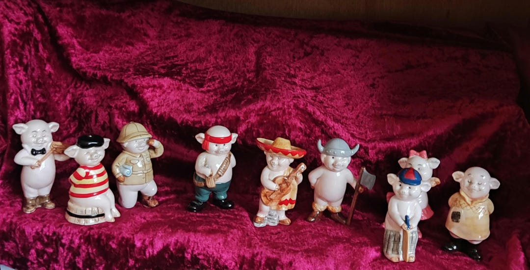 Vintage Danbury Mint Piggies - Collectors Figurines - Porcelain Pigs ...