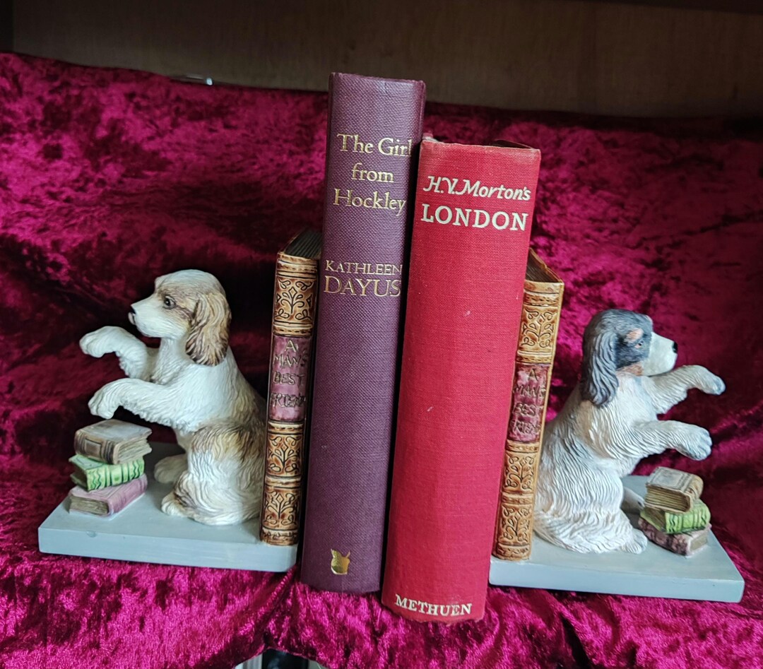 Vintage Seymour Mann Spaniel Dog Bookends - Puppy Dog Book Ends - Home ...