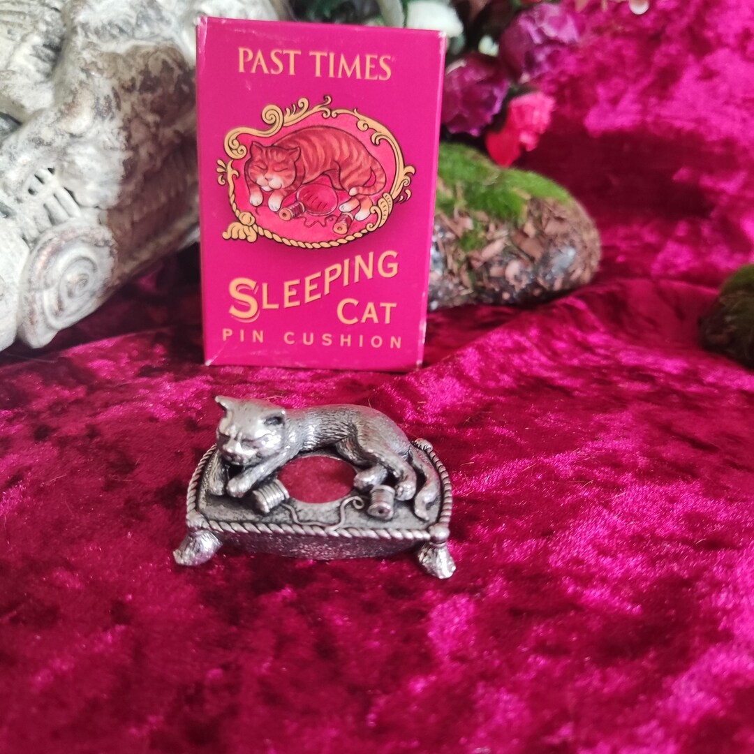 Past Times Sleeping Cat Pin Cushion - Vintage Inspired Pin Cushion ...