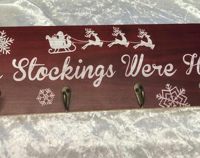 Christmas Stocking Hangers - Seasonal Decoration - Rustic Wall Hanging ...