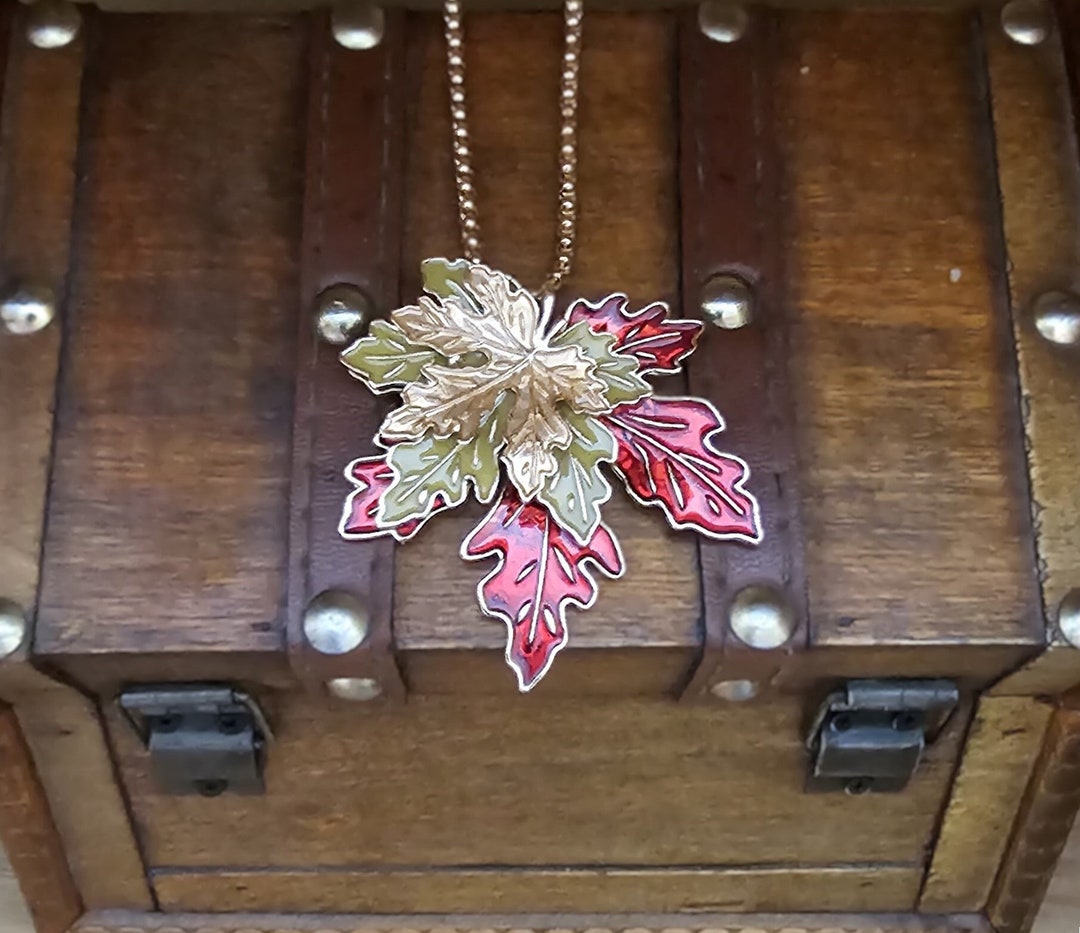 Leaf Necklace Maple Leaf Necklace Autumn Necklace Gift for Her Birthday Gift Fall Necklace Bold ...