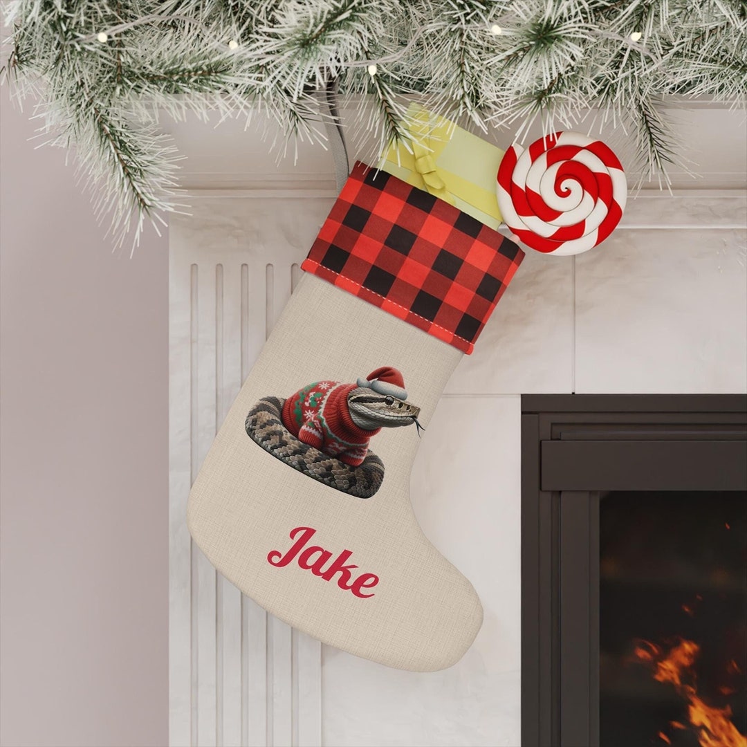 Personalized Festive Snake Stocking Quirky Holiday Décor Unique ...