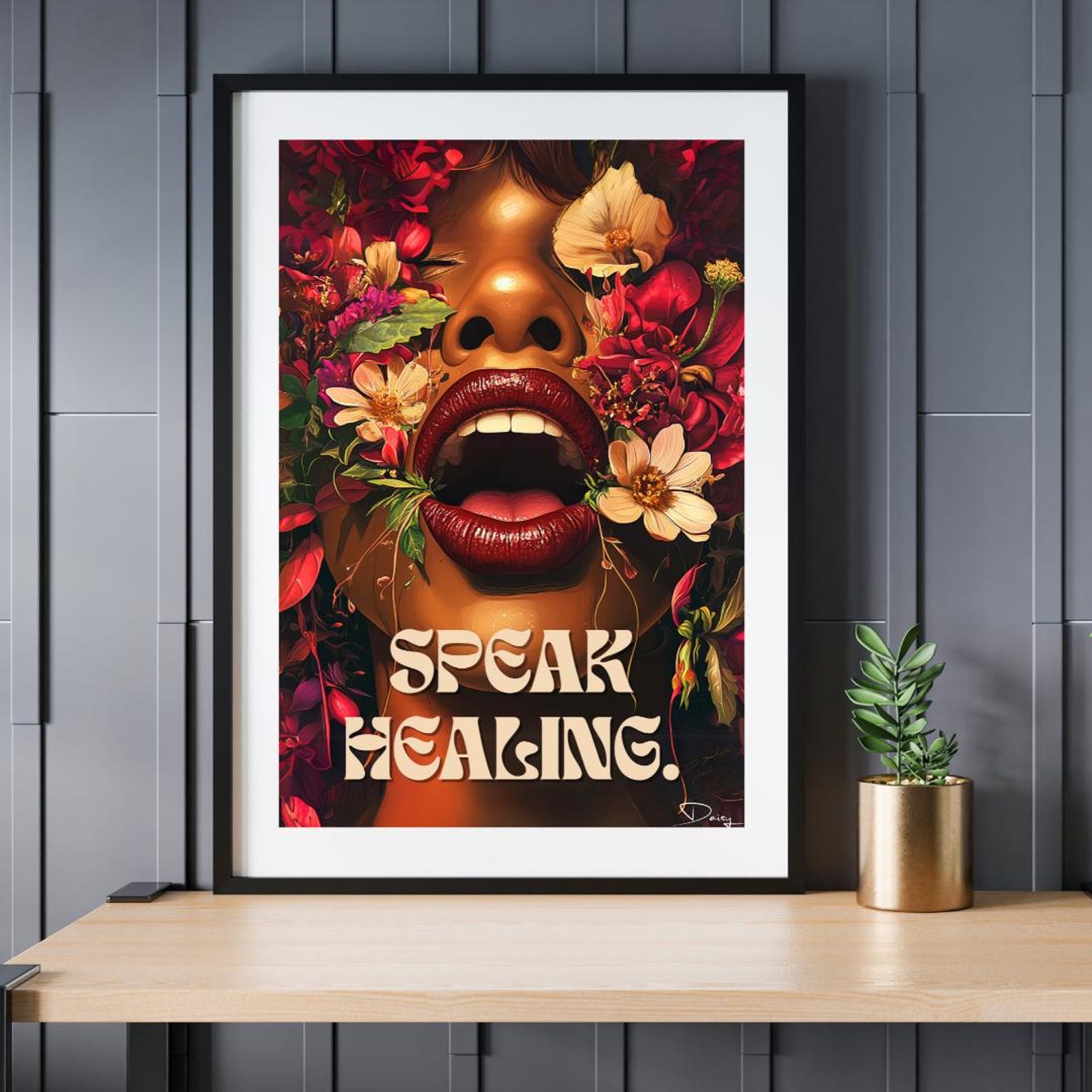 Speak Healing Poster|high-quality Digital Artwork| Black Wall Decor ...