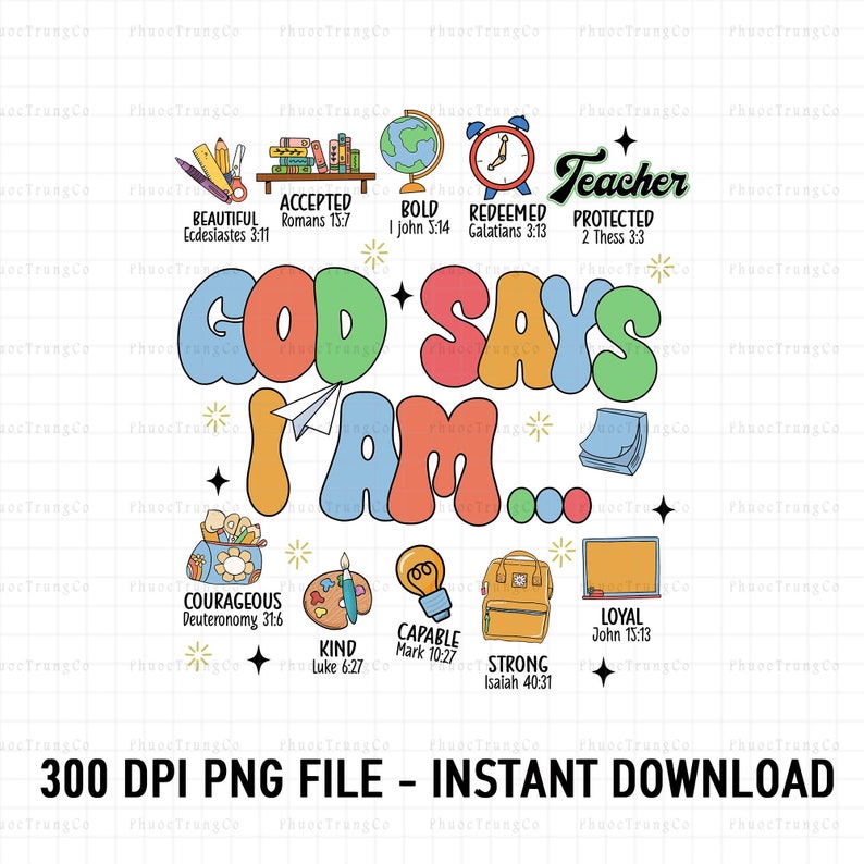 God Says I Am Teacher Back to School Png, First Day of School, Teacher ...