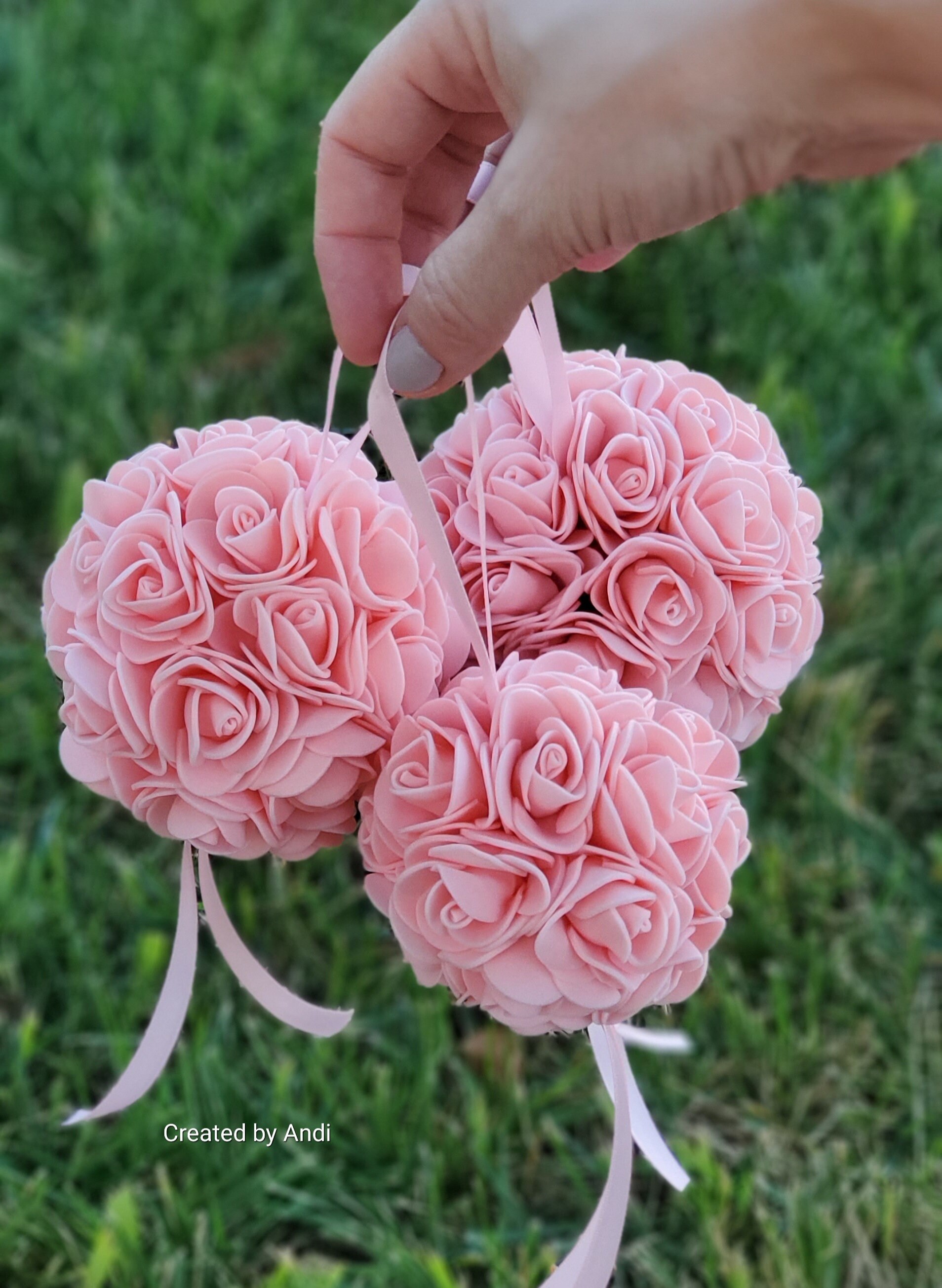 Three Piece Flowerball Set in Pink, Created for Any Decoraton or an ...