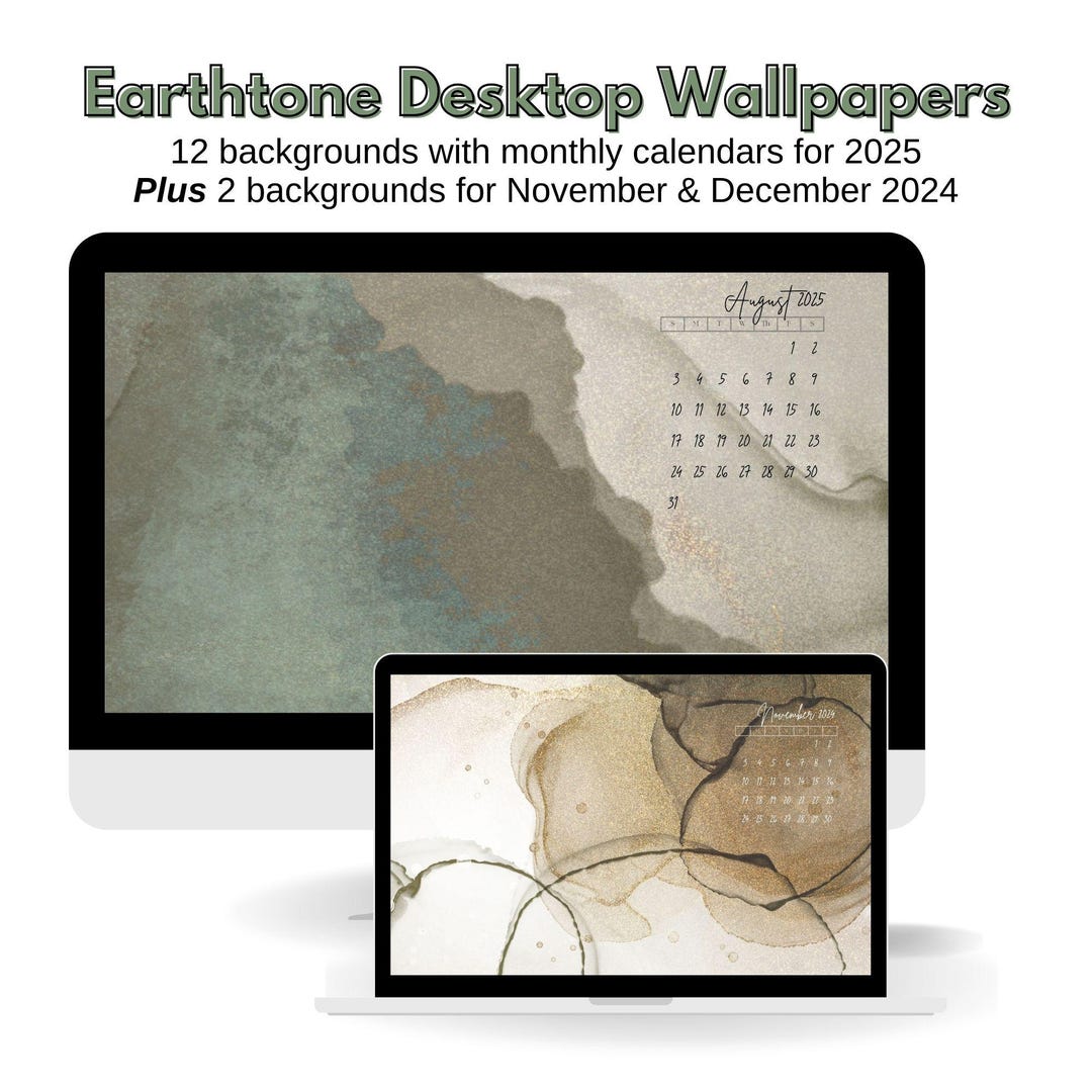 Earth Tone Minimalist Desktop Wallpapers With Calendars for 2025 Plus ...