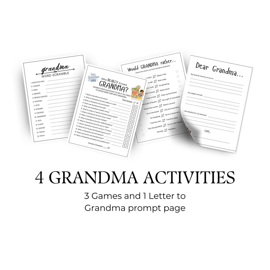 Grandma Printable Games, Great for Gigi's Birthday, A Visit With Mimi ...