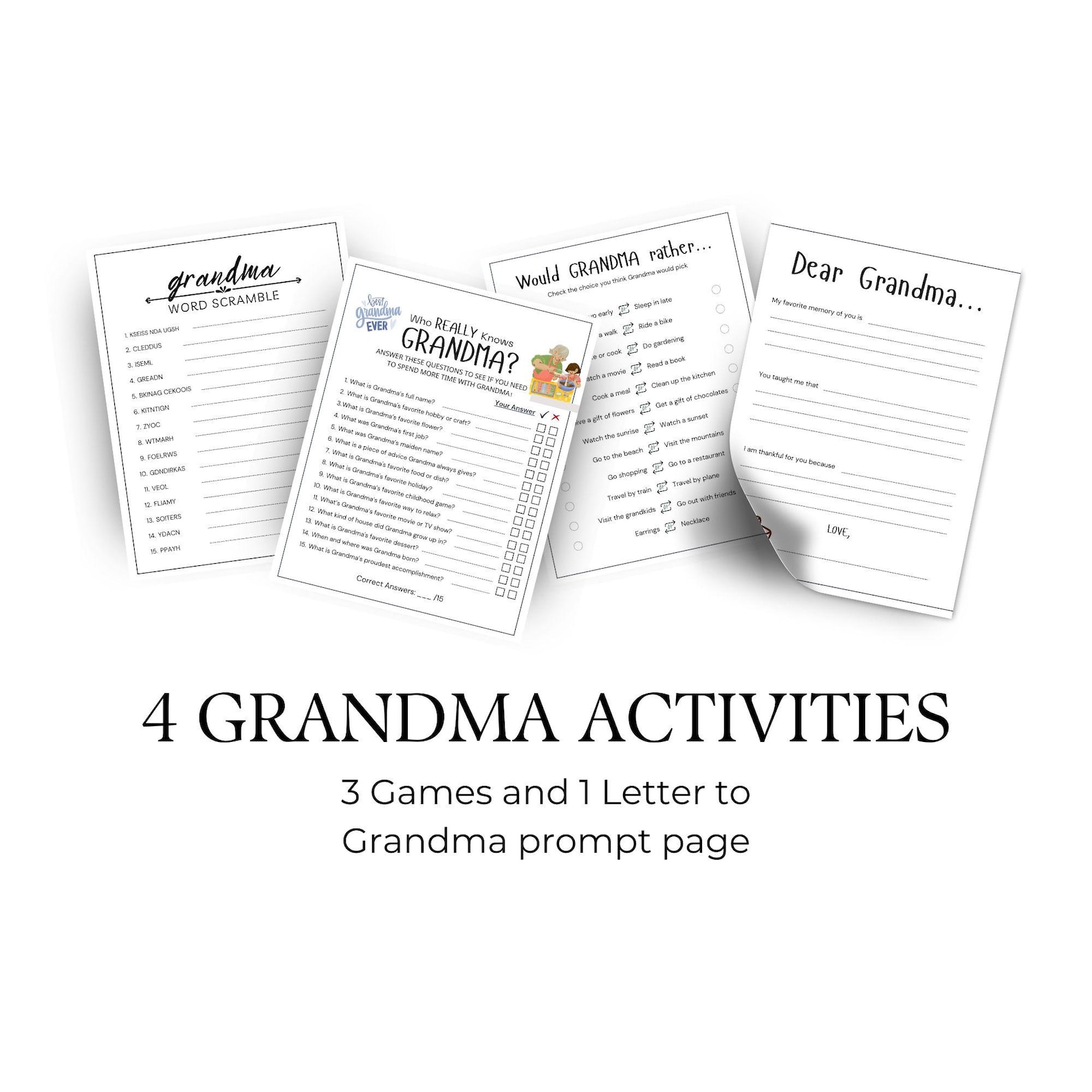 Grandma Printable Games, Great for Gigi's Birthday, A Visit With Mimi ...